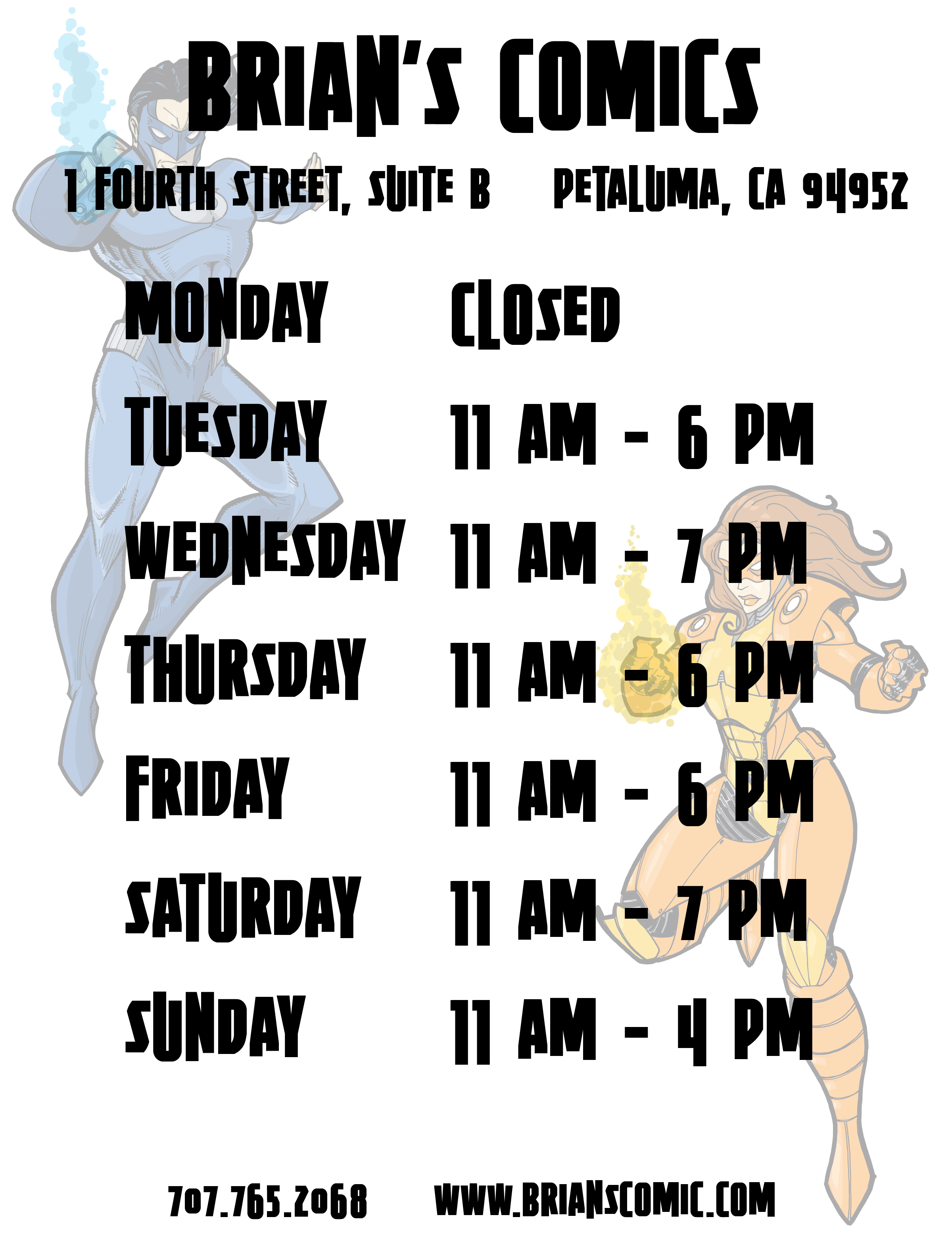 hours – Brian's Comics